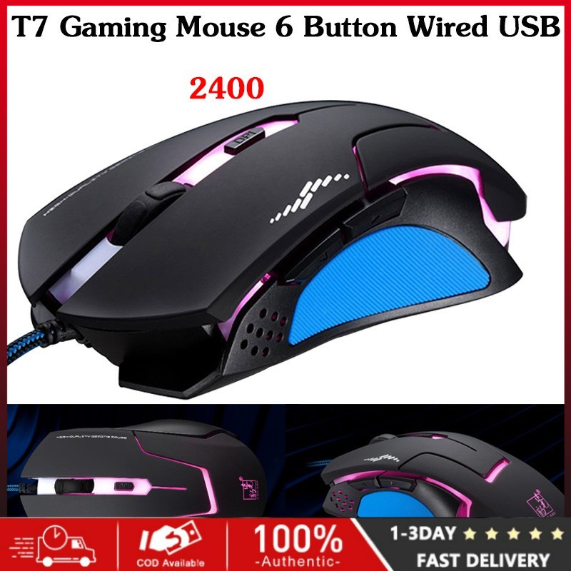 T7 Gaming Mouse 6 Button Wired USB 2400 | Shopee Philippines