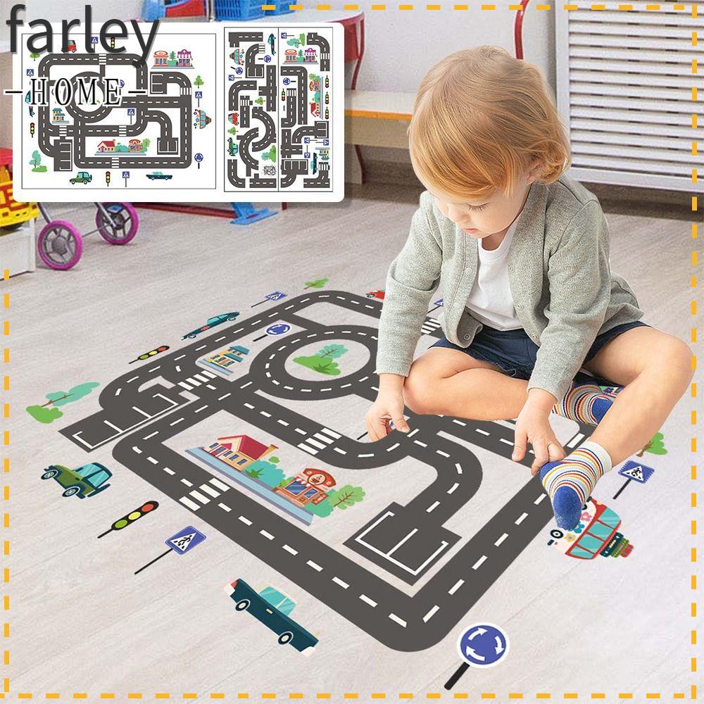 FARLEY Traffic Map Stickers Funny Educational Toy Floor Decals Parking ...