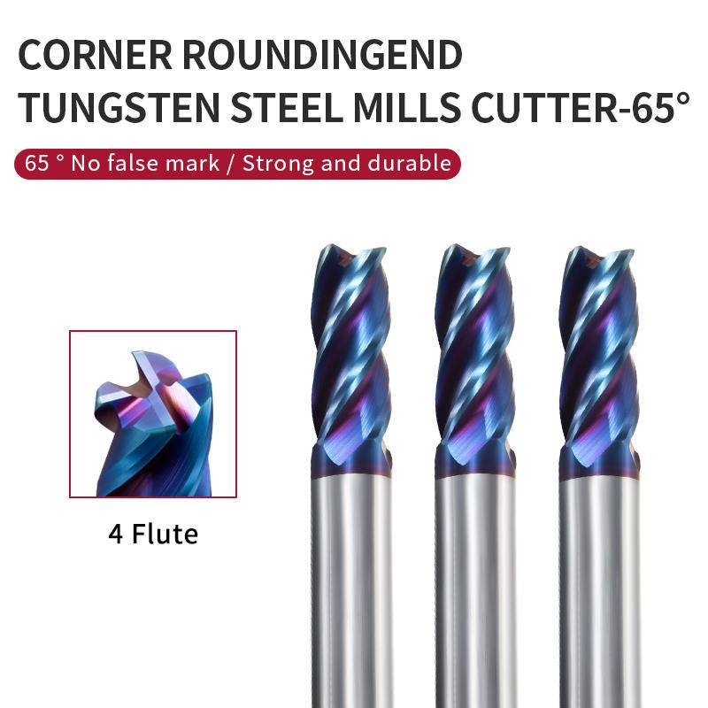 Tungsten Carbide Corner Radius HRC65 Bull Nose End Mill Carbide 4Flute ...