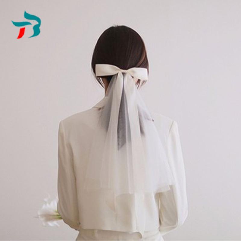 Singles Party Bowknot Veil Street Shot Short Plain Wedding Bridal Veil ...