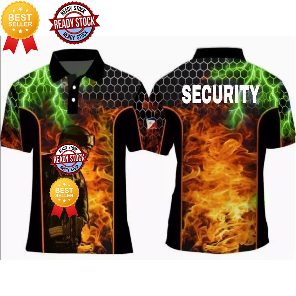 Security T Shirt Guard Uniforms with Patches for Men Security Orange ...