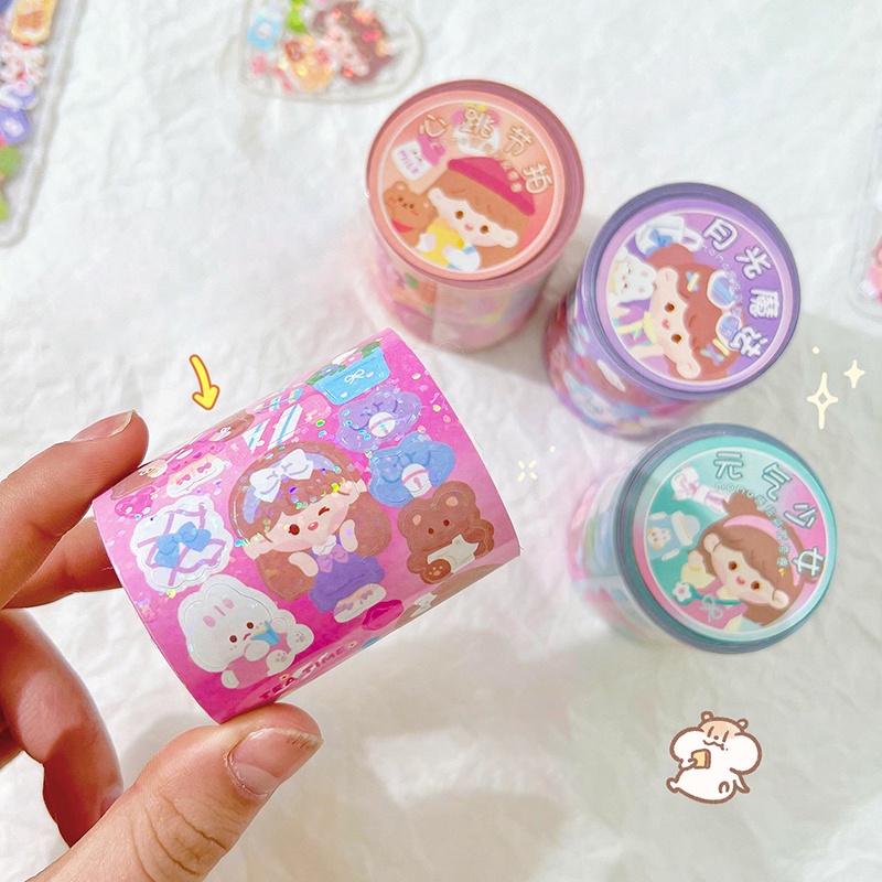 3 Meters Lovely Cartoon Laser Shiny Tape Stickers Girl Journal Deco DIY ...