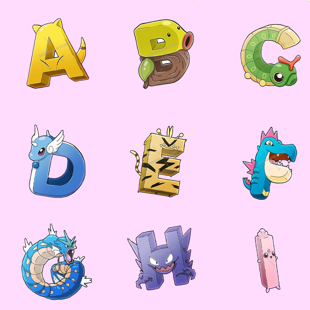 Pokemon Letter Expression Clothes Sticker Pikachu Anime Cartoon ...
