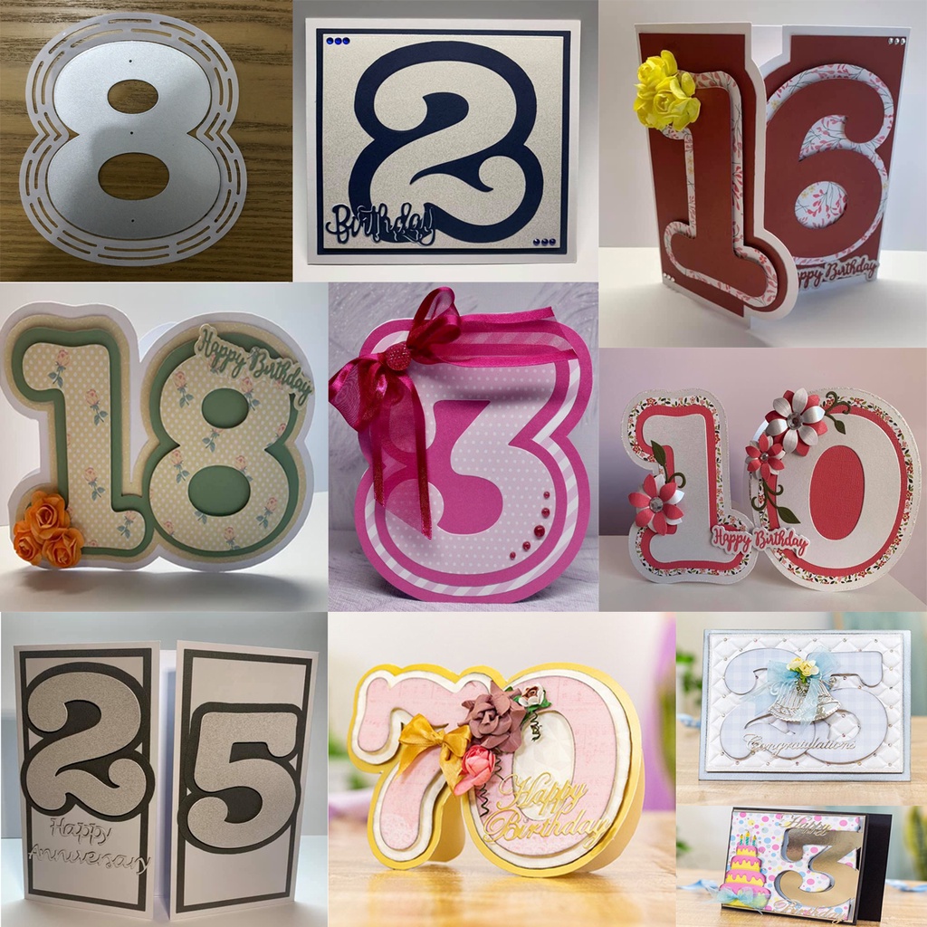 Numbers 0-9 Metal Cutting Dies Scrapbook Embossed Make Paper Card Album ...
