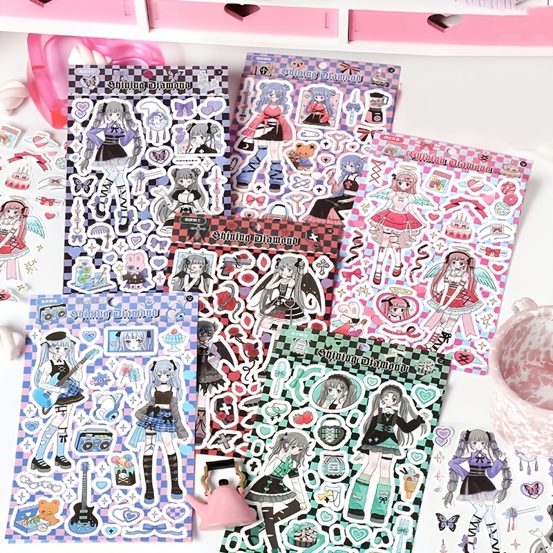 MOHAMM 1 Sheet Cartoon Sweet Cool Comic Girl Decorative Sticker for ...