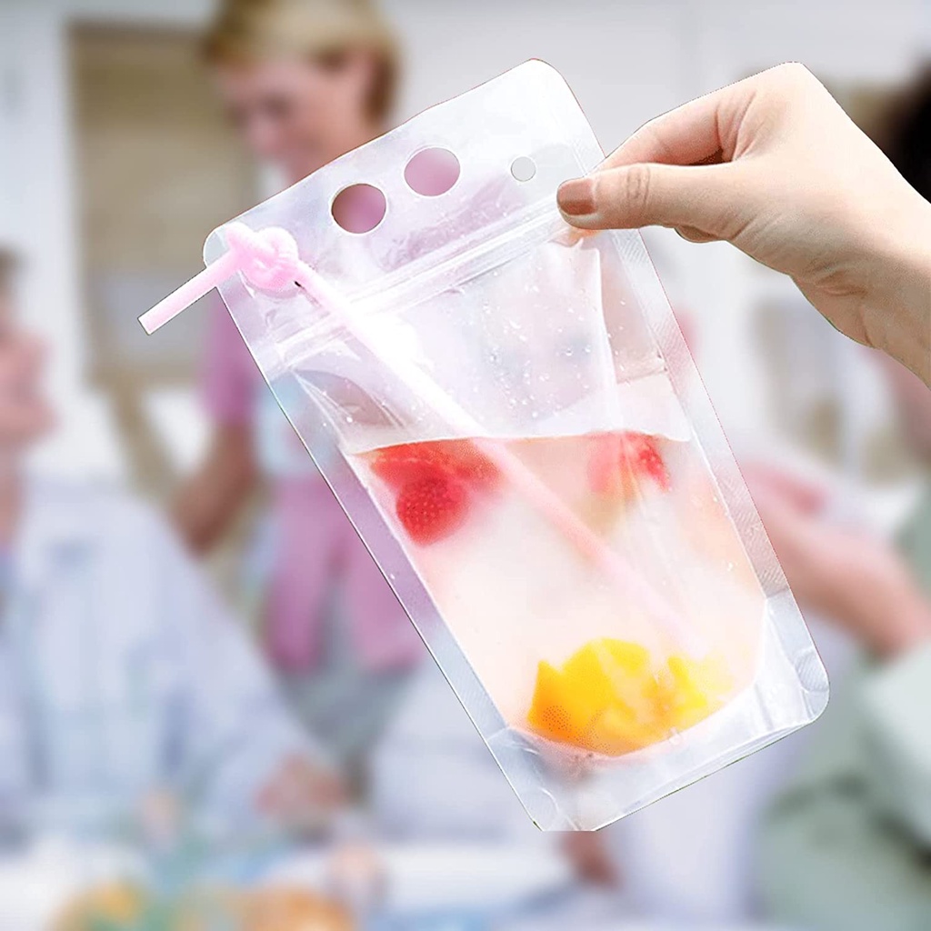 10/50 Pcs Drink Pouches Juice Bags Reusable Drink Pouches Party ...