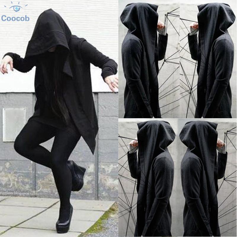 "Wizard Style Black Gothic Hooded Coat for Men Steampunk Outwear Cloak ...