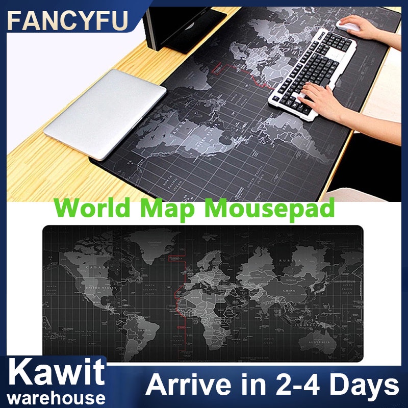 World Map Mousepad Mouse Pad Extended Mousepads Waterproof Rubber Large ...