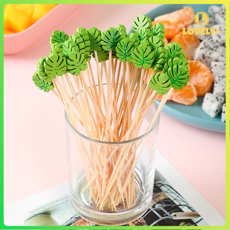 100Pcs Disposable Burger Fixed Stick Bamboo Pick Stick Cute Fruit Stick ...