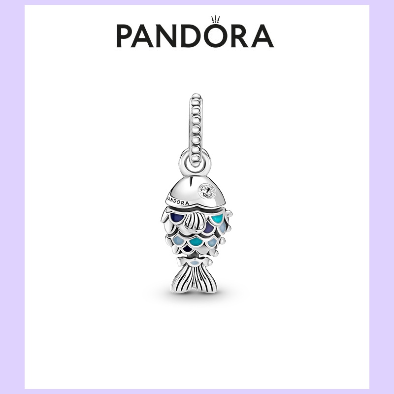 Pandora 925 Silver Blue Scale Fish Pendant Summer Ocean Birthday Gift ...