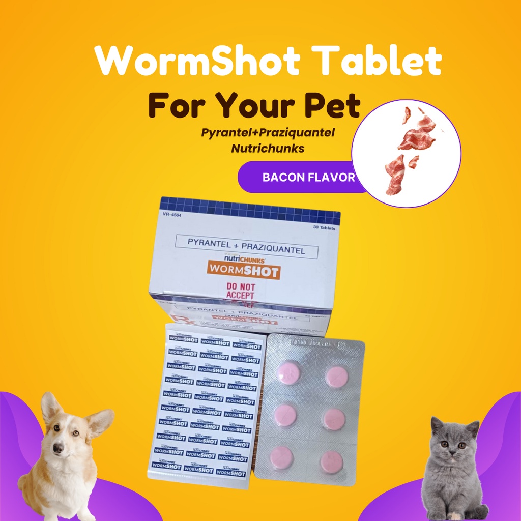 Nutrichunks Wormshot Dewormer flavor Bacon with free sticker for dog ...