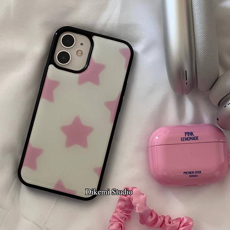 Korea ins pink star soft black frame phone case For iphone 16/15pro ...