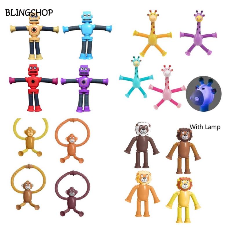 LED Telescopic Suction Cup Giraffe Toy Pop Tubes Mixed Animals Suction ...