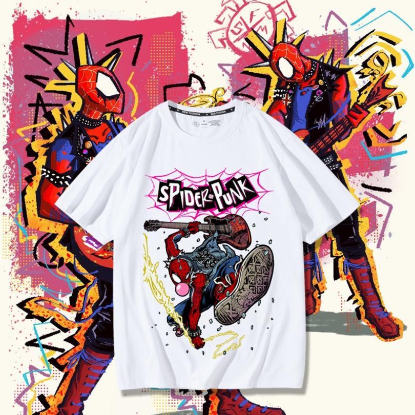 Marvel Anime Movie Peripheral T-shirt Punk Spider-Man Across the ...