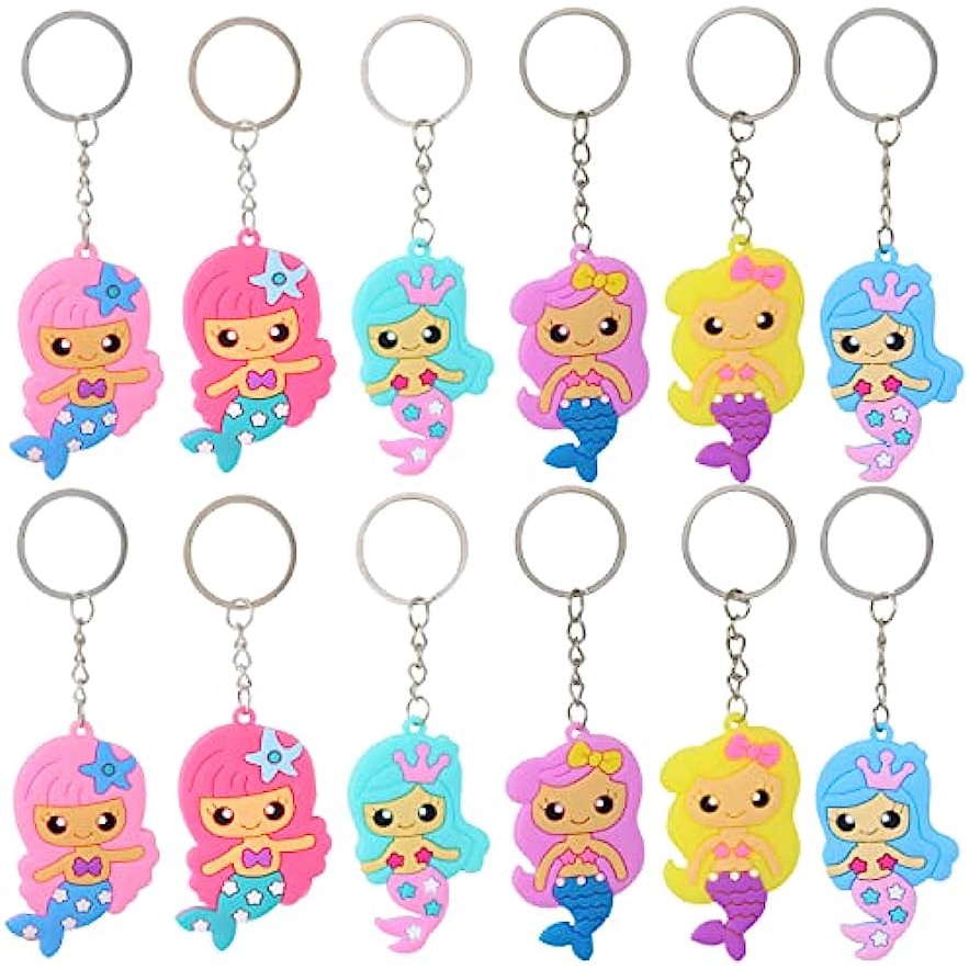 6PCS PVC Cute Mermaid Keychains Lightweight Keyrings Mermaid Themed ...