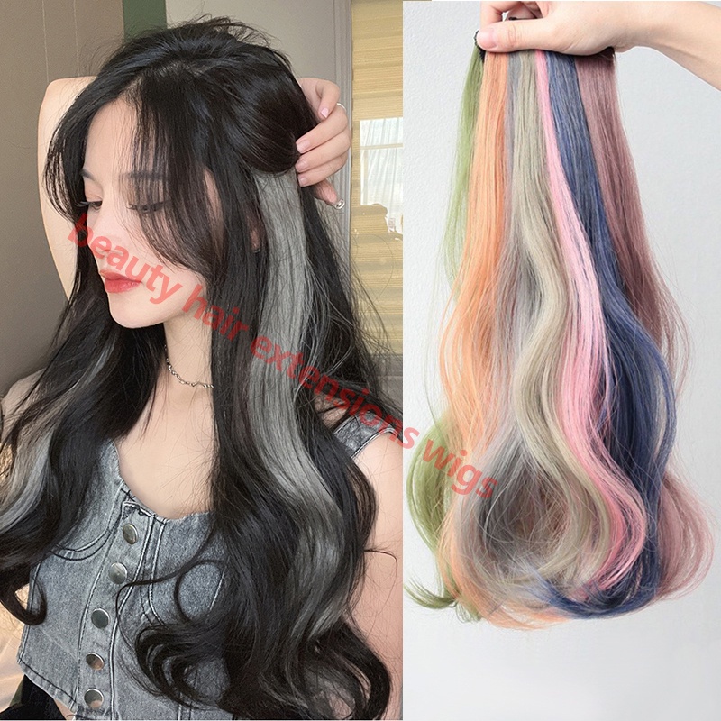 Synthetic Curly Colorful hair extension Invisible Wig 1 Clip Hair ...
