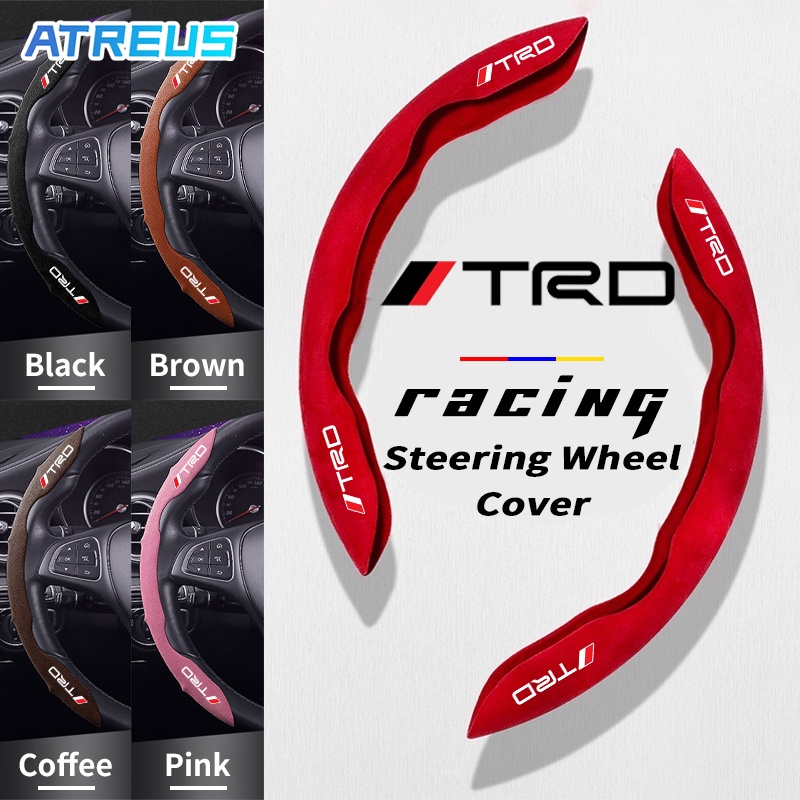 Toyota TRD Sport Car Steering Wheel Protective Cover Suede Racing Anti ...