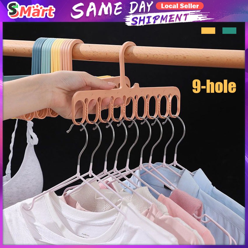 9 Holes Magic Clothes Hanger Rotating Clothes Hanger Wardrobe Drying ...