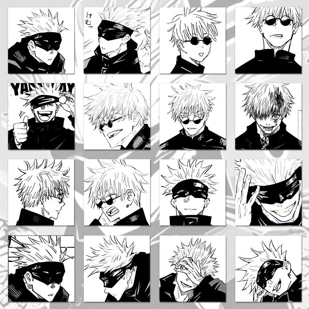 102 Gojo Satoru anime spell comeback stickers with hand drawn black and ...