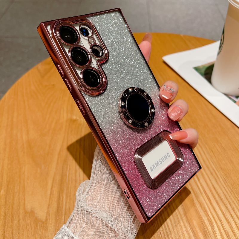 Transparent Glitter Shockproof Stand Phone Case For Samsung S21 FE/S20 ...