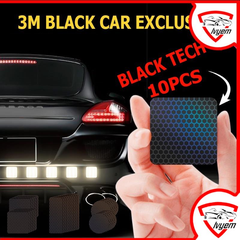 3M Black Reflective Bumper Stickers US Standard Wheel Brow Car Mark ...