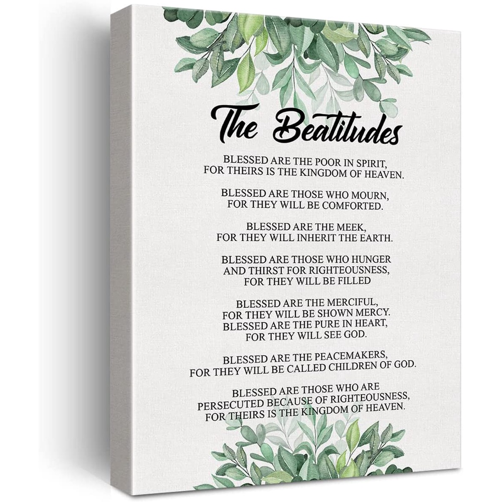 the Beatitudes Scripture Sign Canvas Home Wall Art Decor Bible Verse ...