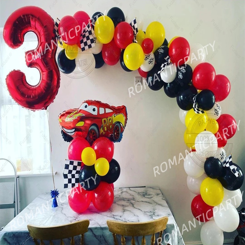 83pcs/set Race Car Party Ballon Set for Birthday 32"Red Number Red ...
