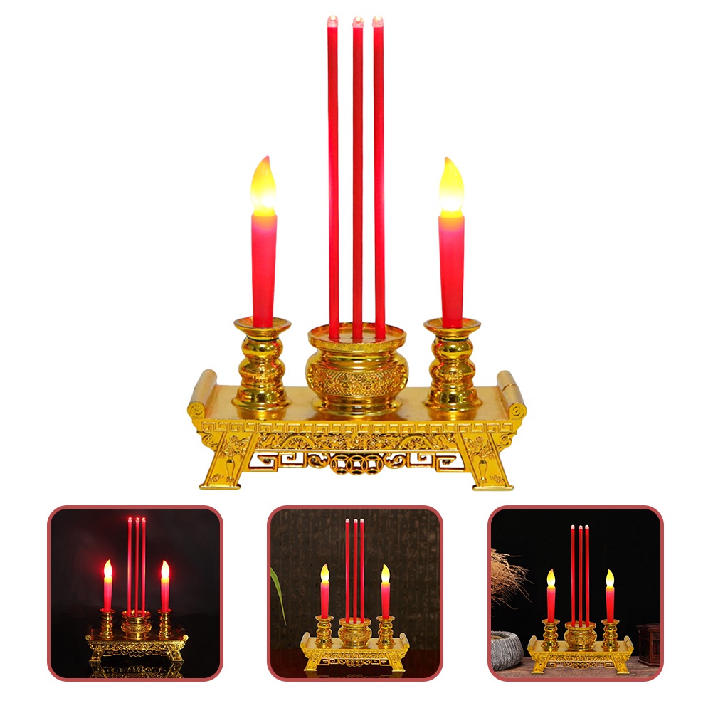 Battery Tea Lights Candles Altar Chinese Lamp Buddha LED Candlestick ...