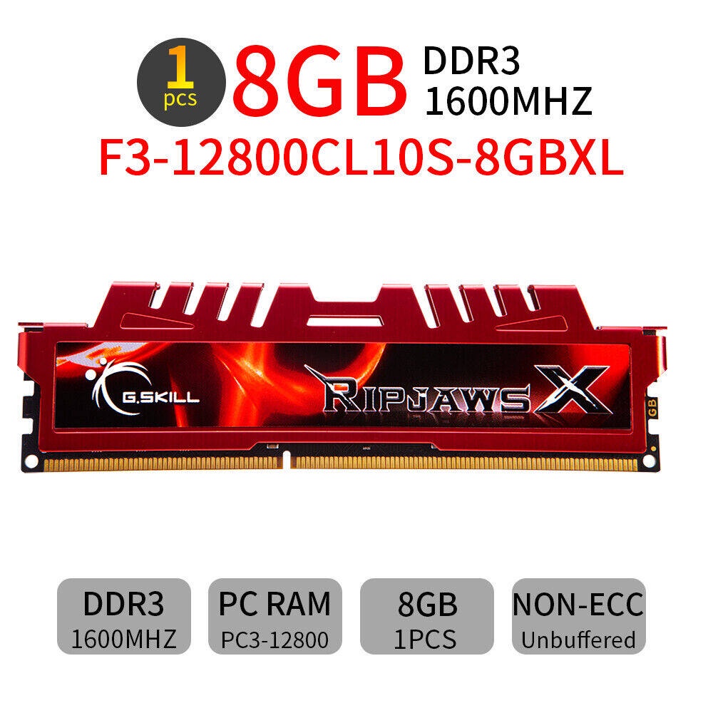 G.SKILL Ripjaws X 8GB DDR3 1600MHz PC3-12800U F3-12800CL10S-8GBXL Desktop Memory | Shopee ...
