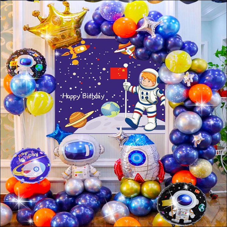 Outer Space Birthday Theme Astronaut Rocket Spaceship Foil Balloon 32 ...