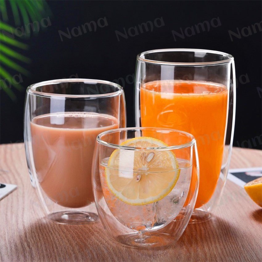 Nama Transparent Double Wall Glass Cup Coffee Mug Heat Resistant Cup ...