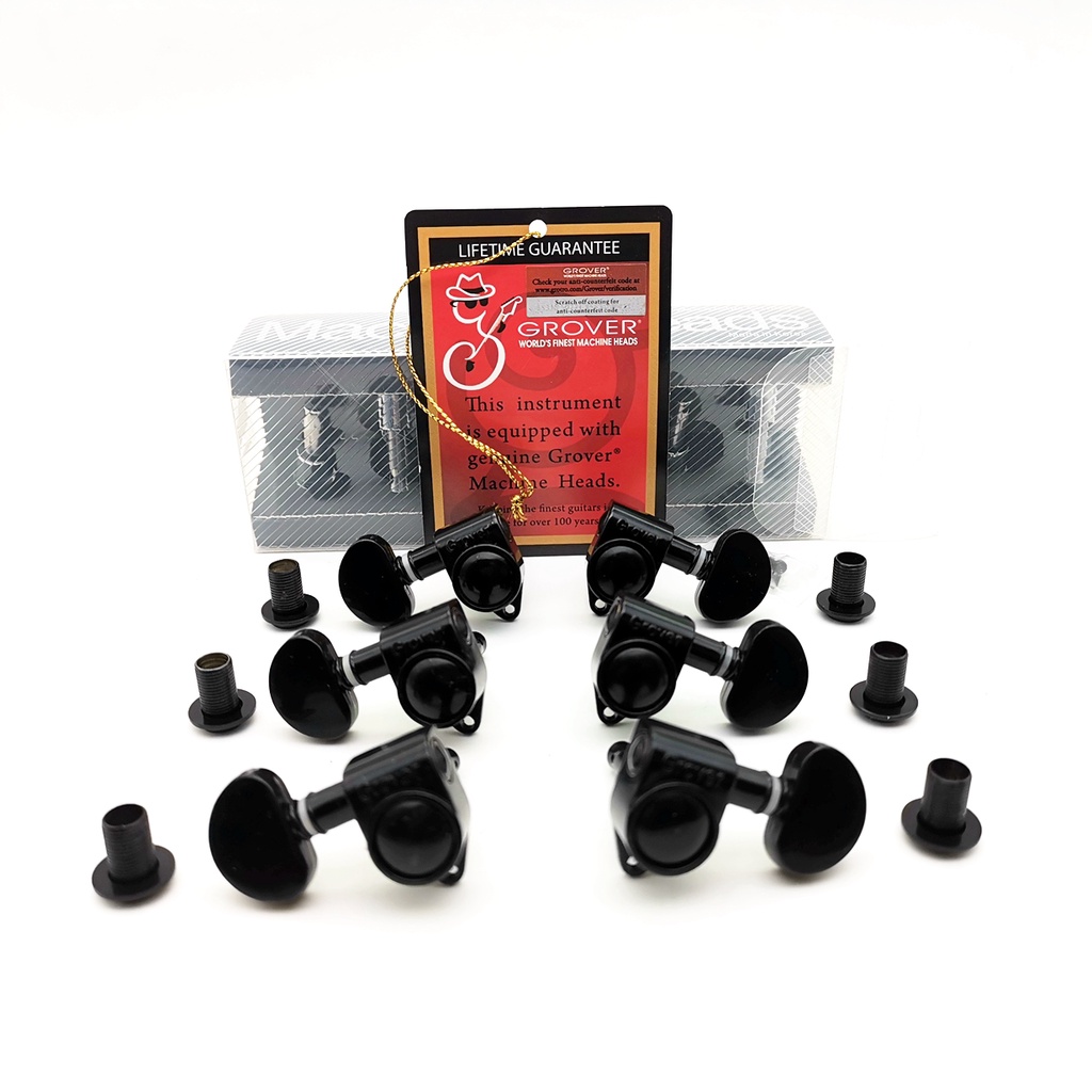 Rare Genuine GROVER Tuner 1 Set 3R+3L Black Guitar Tuning Pegs Electric ...