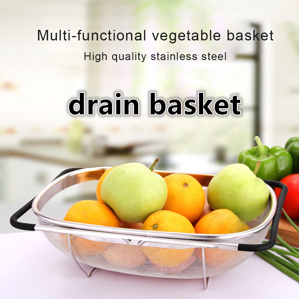 stainless steel Drain Basket Vegetable Washing Basket Wash Basin ...