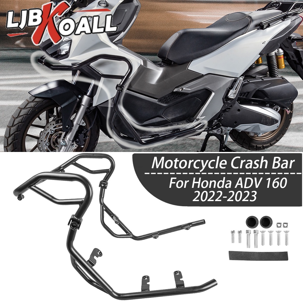 LJBKOALL For Honda ADV 160 2022 2023 2024 ADV160 Motorcycle Steel Engine Guard Upper&Lower Crash ...