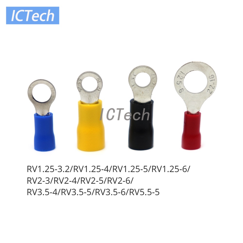50Pcs RV Ring Insulated Wire Connector Electrical Crimp Terminal Cable ...