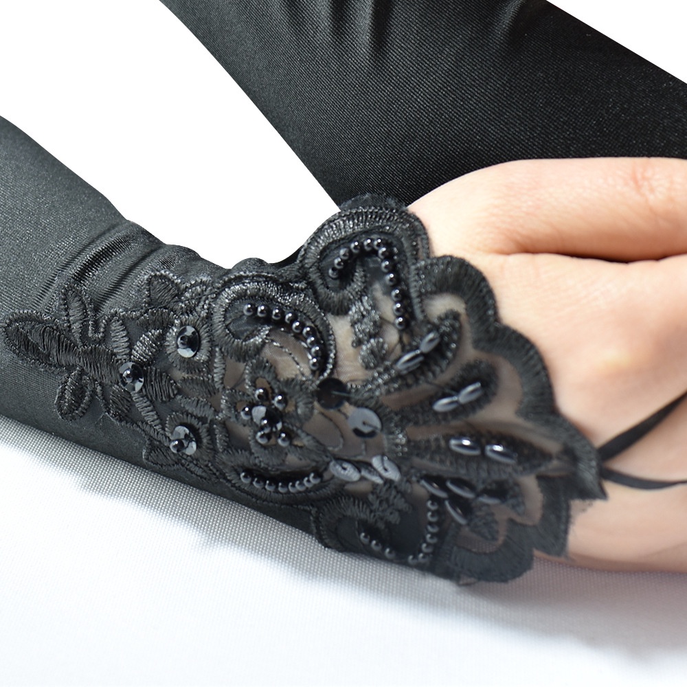 48cm Sexy Lace Embroidered Hook Finger Gloves Vintage Party Women ...