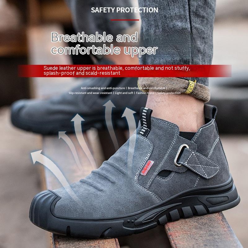 High-quality Safety Shoes Cowhide Safety Boots Men's Steel Toe-toe Work ...