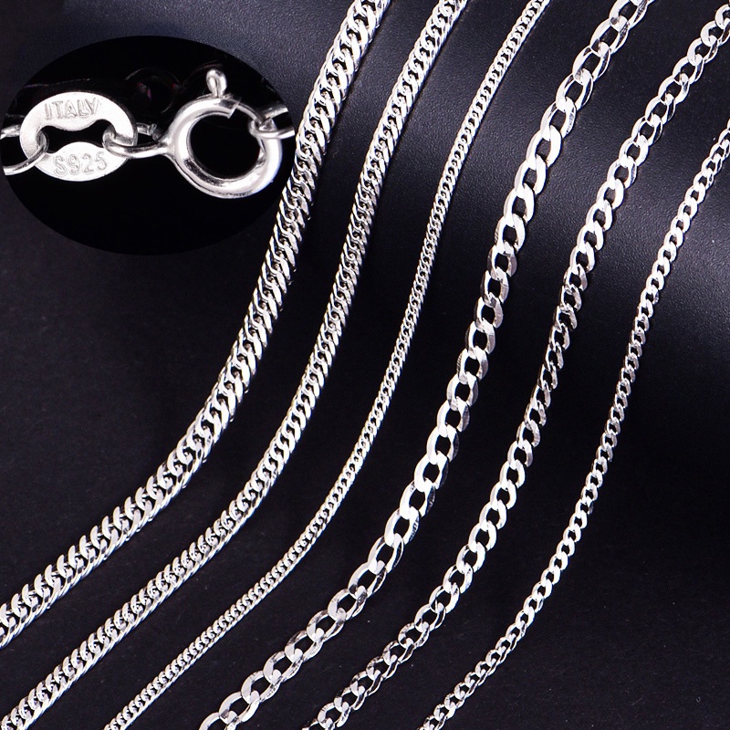 925 Sterling Silver Necklace Men's Whip Chain Side Chain Pendant Thick ...