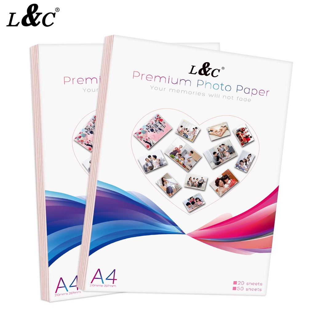 L&C Photo Paper 230GSM 50 Sheets 20 sheets Pack A4 3R 4R 5R Size High ...