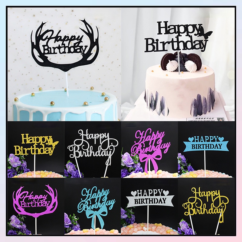 DIY Letters Happy Birthday Cake Topper Insert Children Birthday Party ...