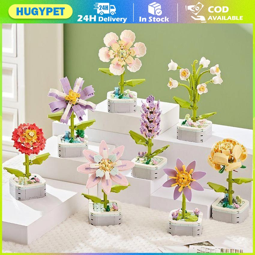 Rose Flower Building Block Brick Eternal Bouquet Model Assembly Plastic ...