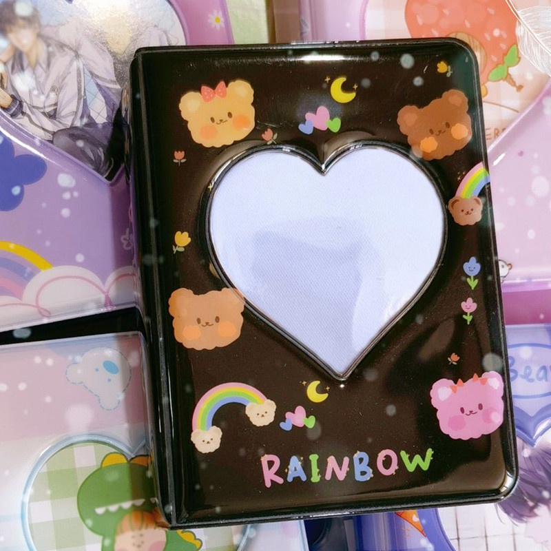 Cute Rainbow Bear Photo Album Heart Hollow 40Pockets Kpop Idol Photocard Holder 3inch Collect ...