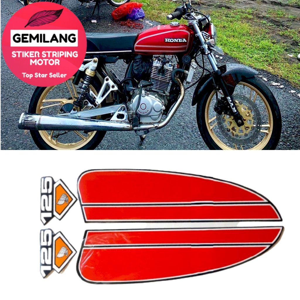 MERAH Striping Decal Polet Sticker honda cb 125 CB125 old school old ...