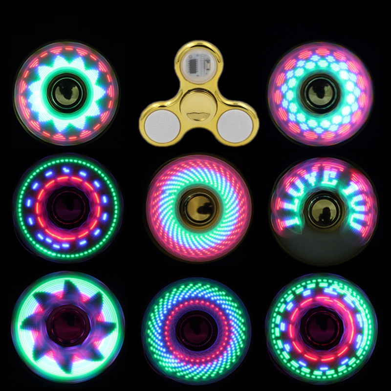 Plating Luminous Fidget Spinner LED Flash Light Various Patterns Change ...