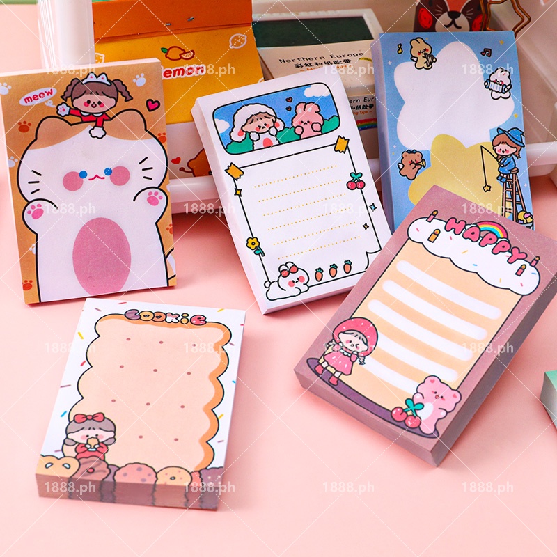 Cartoon Girl Sticky Notes Student Message Memo Pads Study Office Memos ...