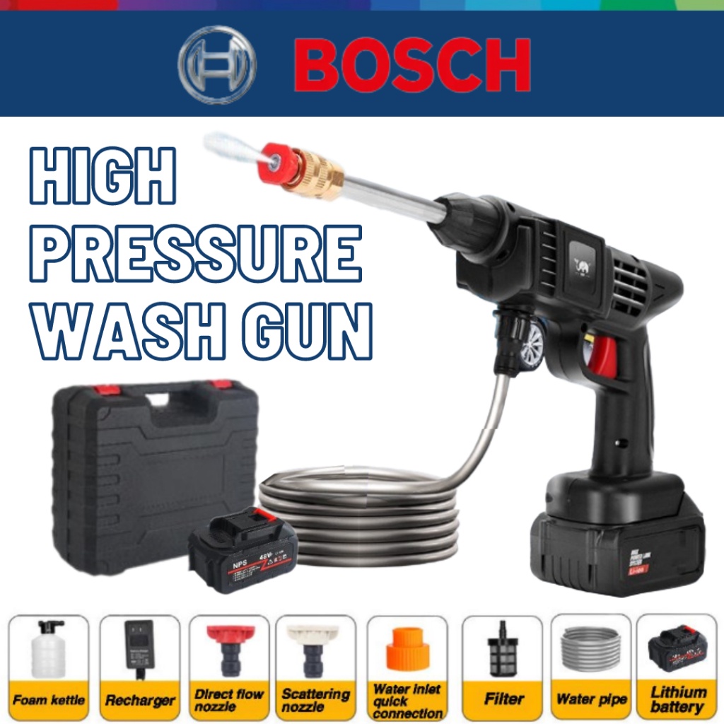 BOSCH Portable Cordless High Pressure Car Washer Spray Gun 300W 24V ... BOSCH Portable Cordless High Pressure Car Washer Spray Gun 300W 24V ...