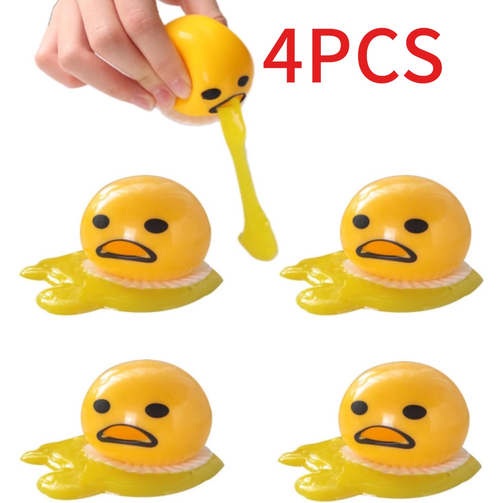 NEW 4-Pack Round Puking Ball Sucking and Vomiting Lazy Egg Yolk Prank ...