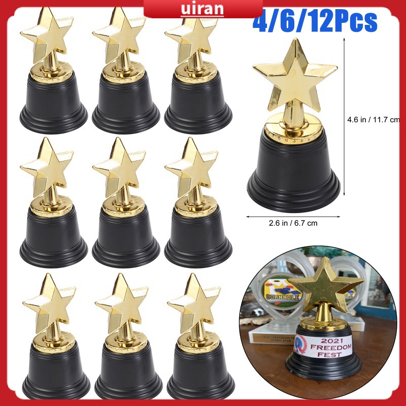 4/6/12Pcs Mini Star Trophy Awards Golden Trophies for Party Celebrations Ceremony Appreciation ...