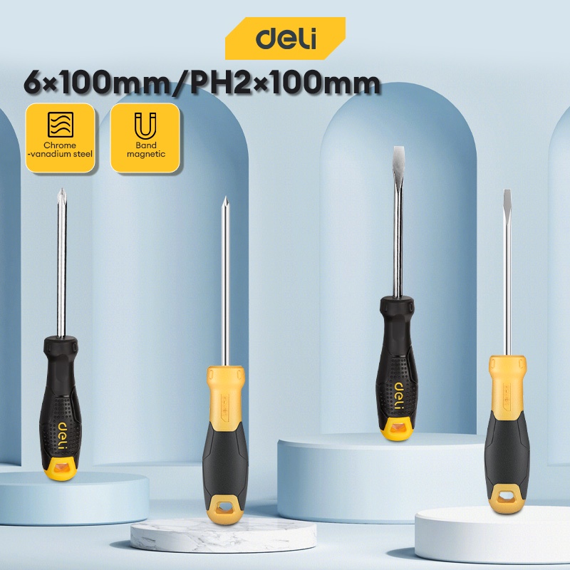 Deli Tool 2PCS (Philip/Flat) Magnetic Screw Driver Set Precision ...