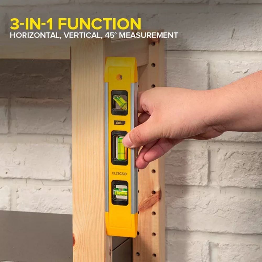 Deli Tool 3-In-1Magnetic Spirit Level Bar Thicker Aluminum Mini Level ...
